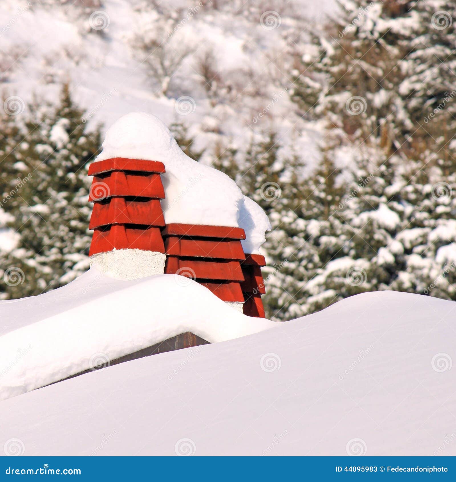 Chimneys of Houses Covered with Snow Stock Image - Image of fireplace ...