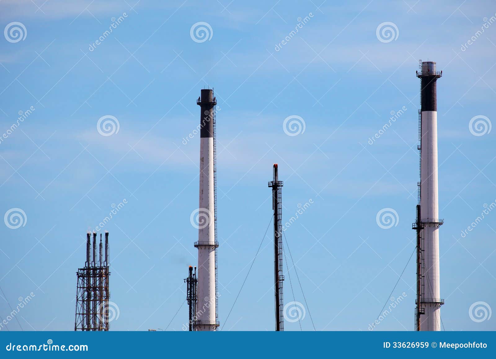Chimneys of Oil Refinery Plant Stock Image - Image of hazardous, fuel ...