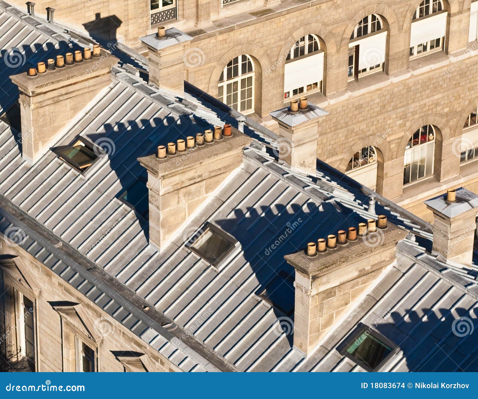 Chimneys on the Roofs. Paris. France Stock Photo - Image of rhythm ...