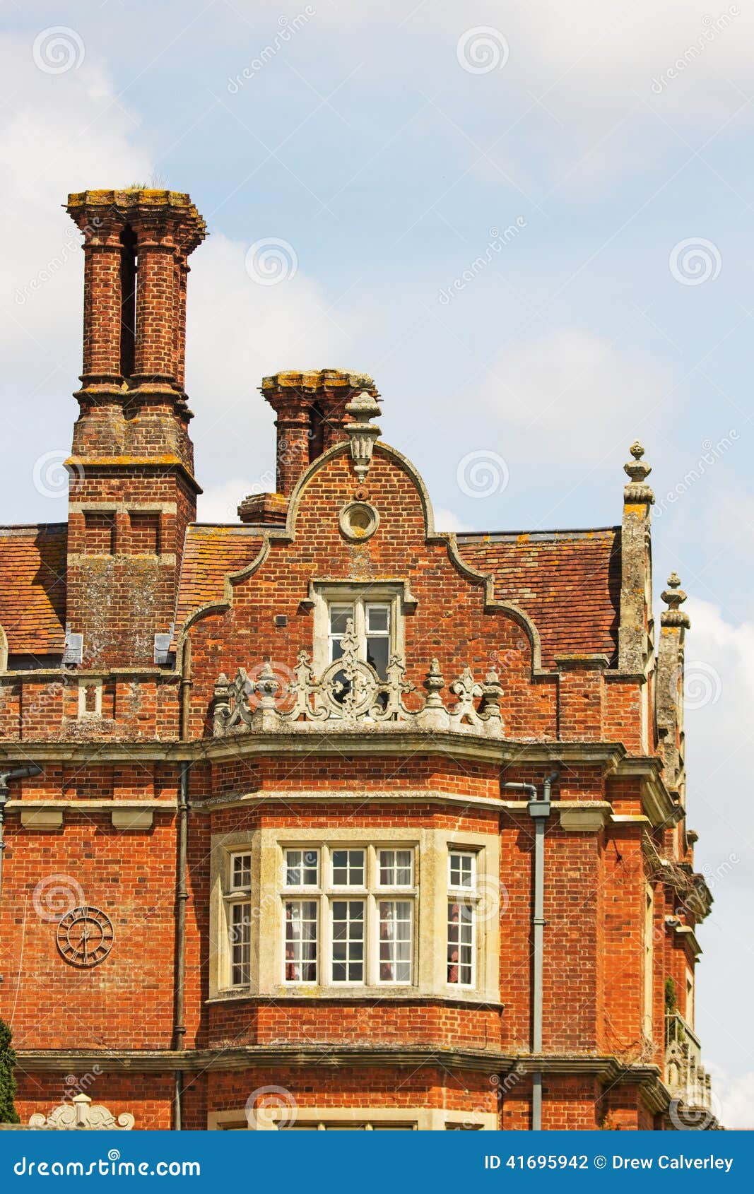The Chimneys and Rooftop of a Tudor Building, England. Stock Photo ...