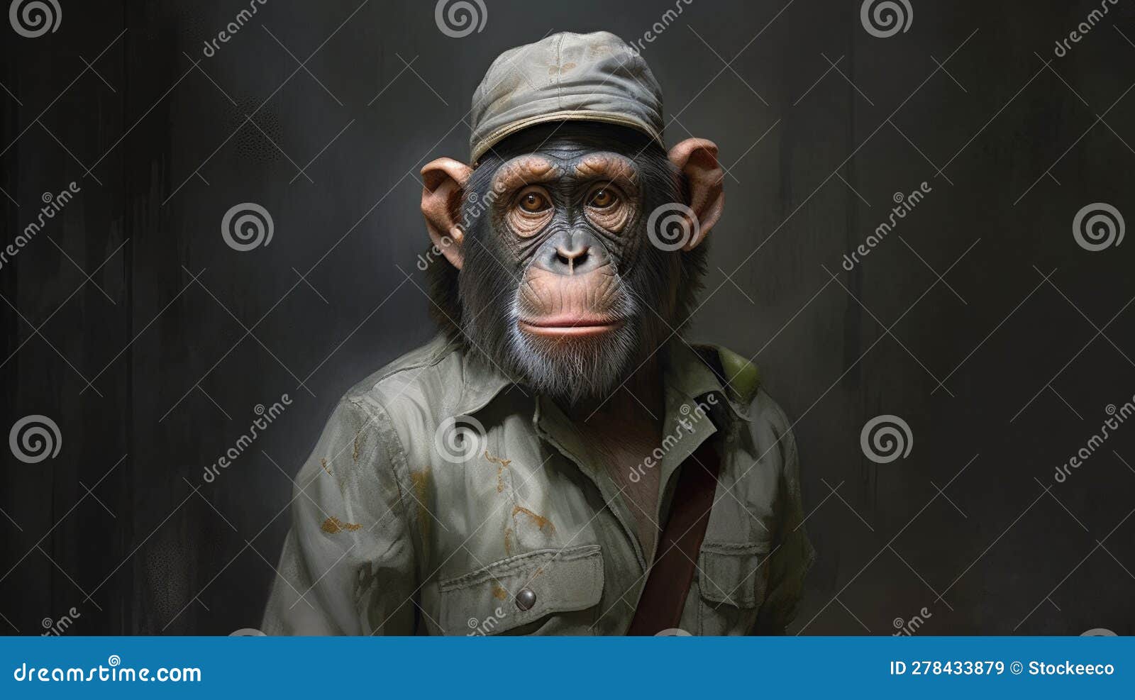 Chimp Dressed in Overalls Getting Ready for Work Stock Illustration ...