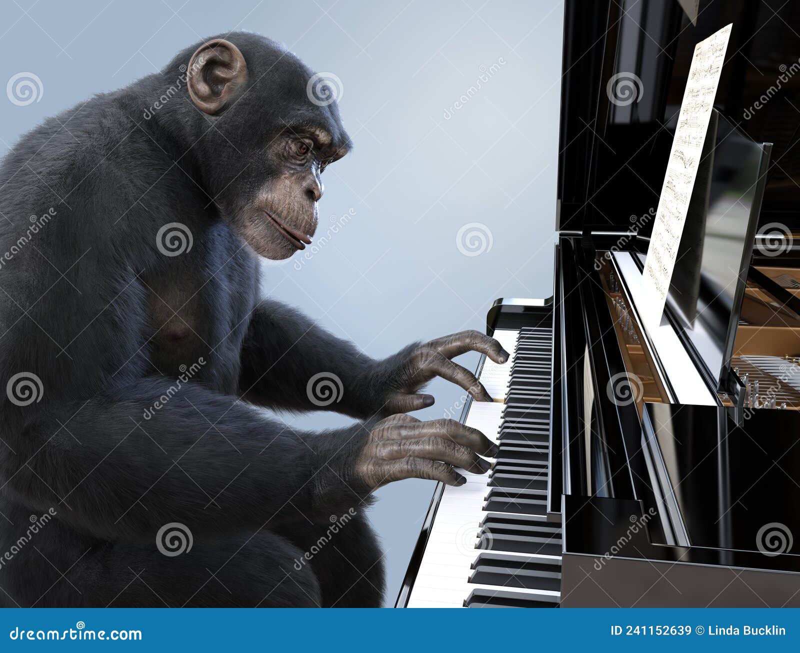 Chimp Playing the Piano stock illustration. Illustration of musical ...
