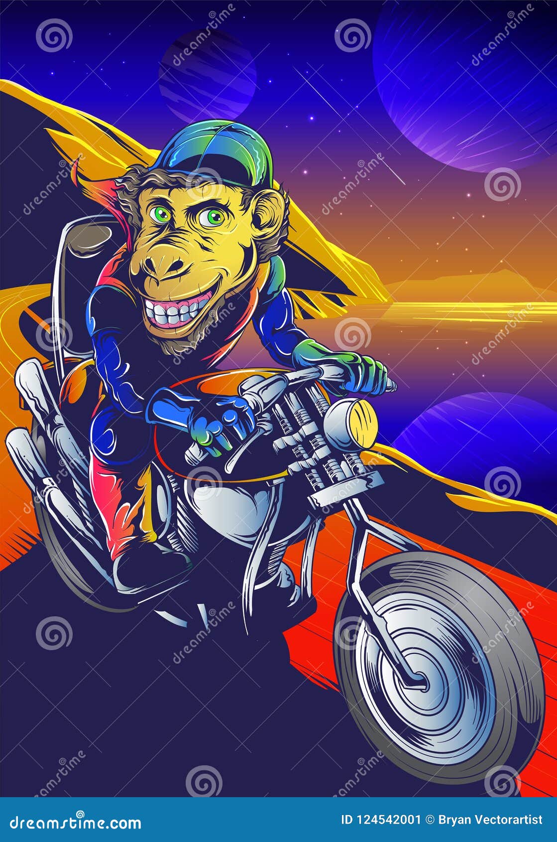 Chimp Space Biker stock illustration. Illustration of biker - 124542001