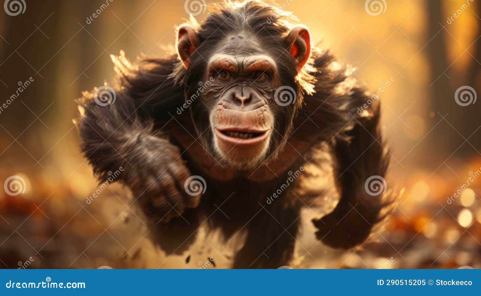 Vibrant Chimp Running in a Wild Park - Vray Tracing and Precisionism ...