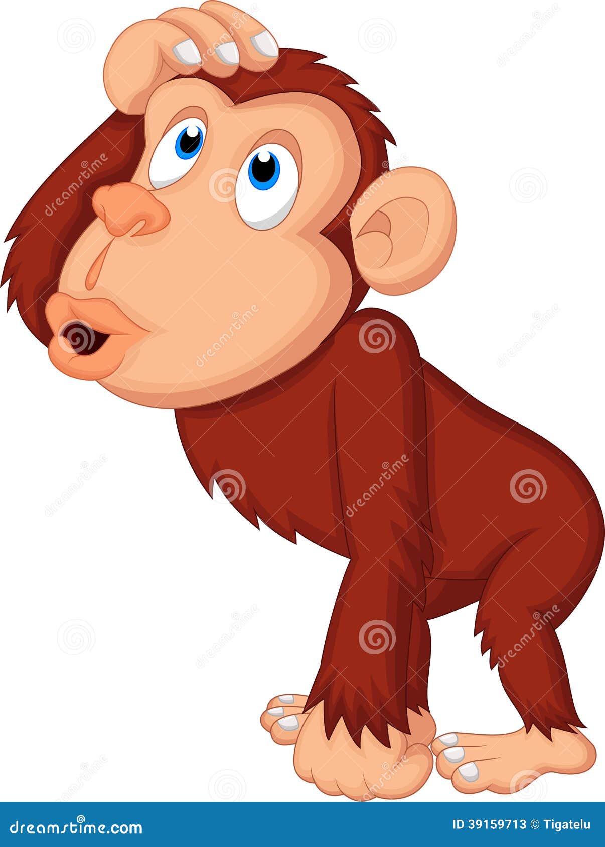 Chimpanzee Cartoon Thinking Stock Vector - Illustration of mammal, baby ...