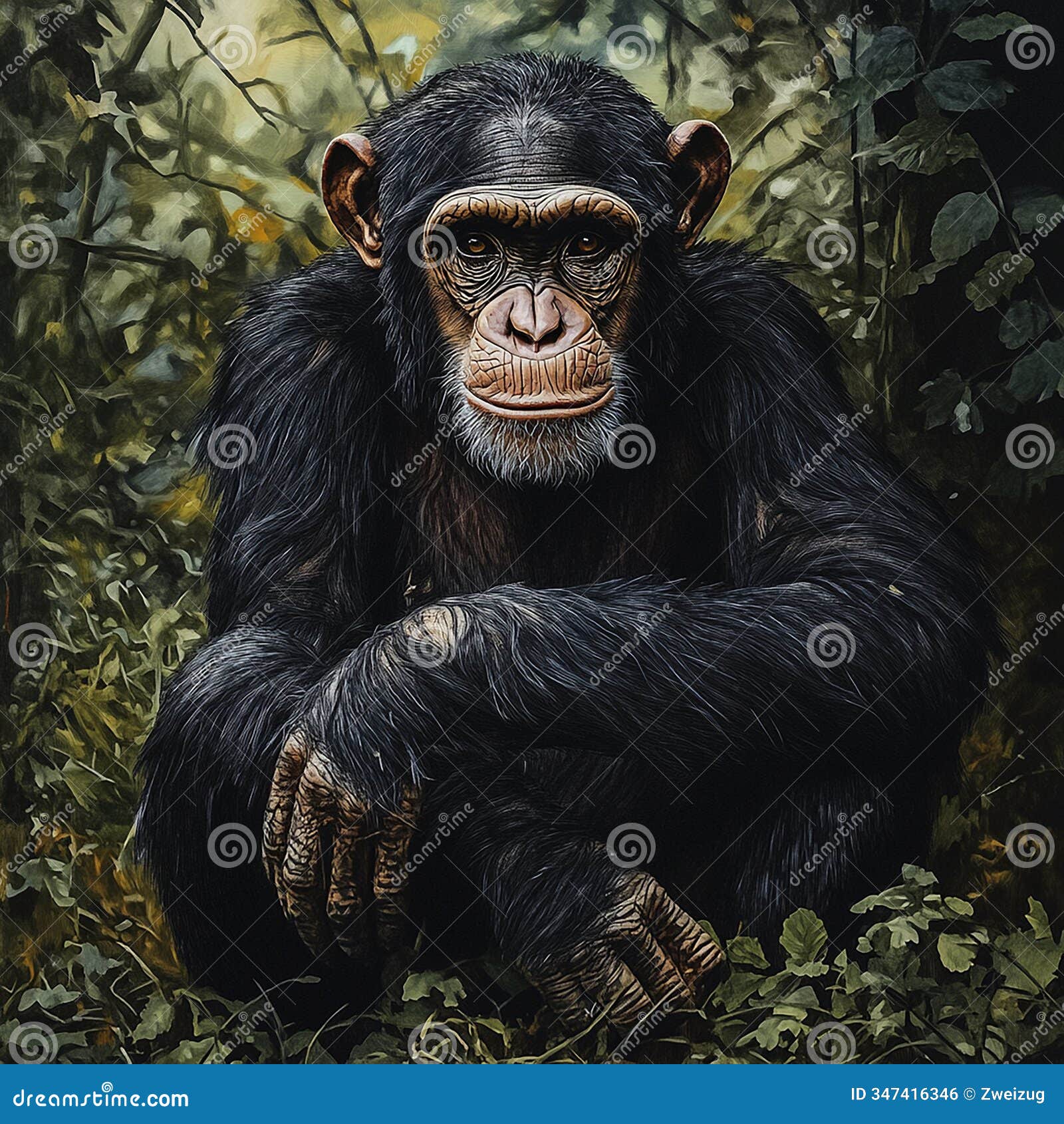 Chimpanzee Chimp Portrait Animal Face, Ape in Africa Stock Illustration ...