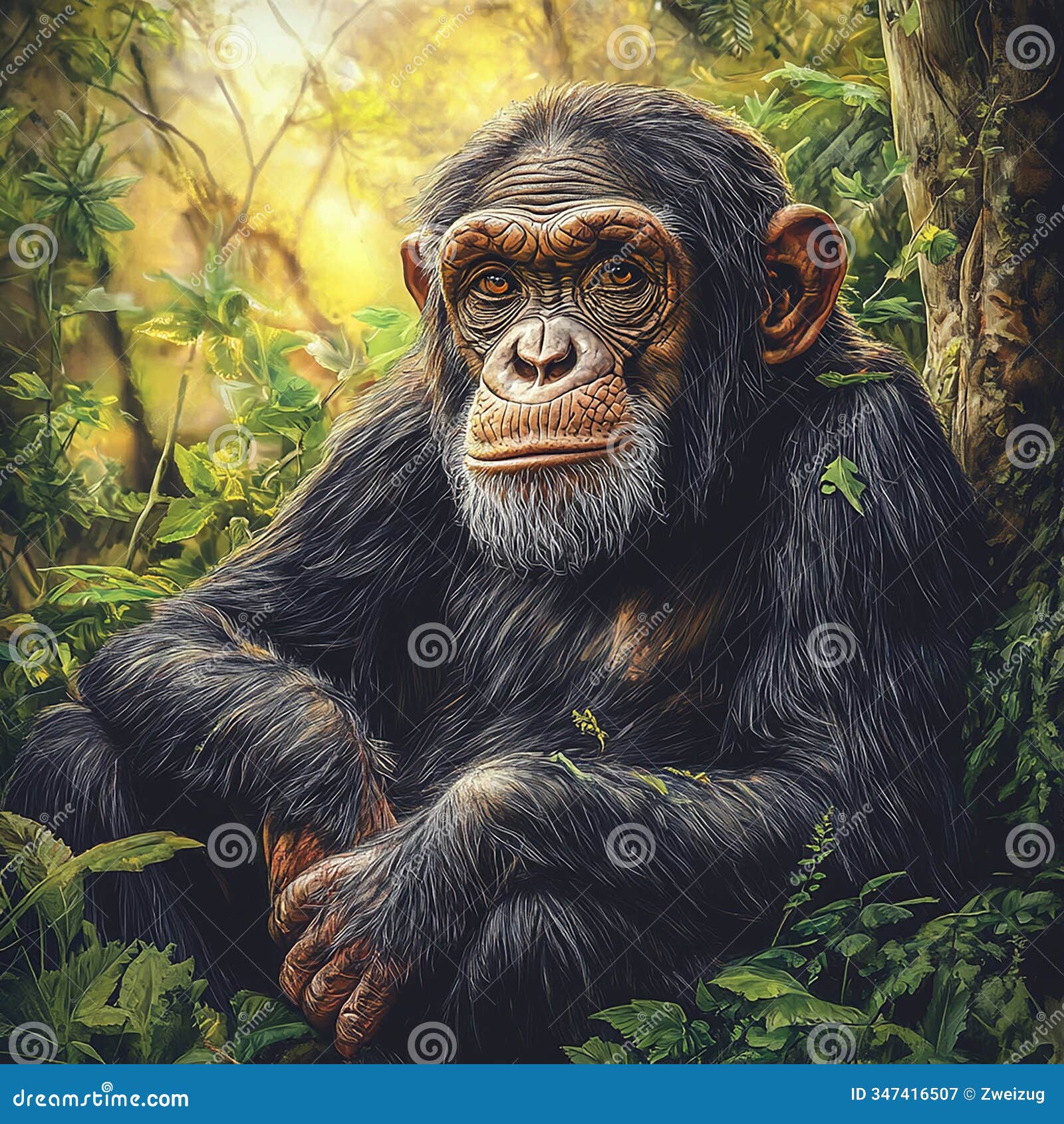 Chimpanzee Chimp Portrait Animal Face, Ape in Africa Stock Illustration ...