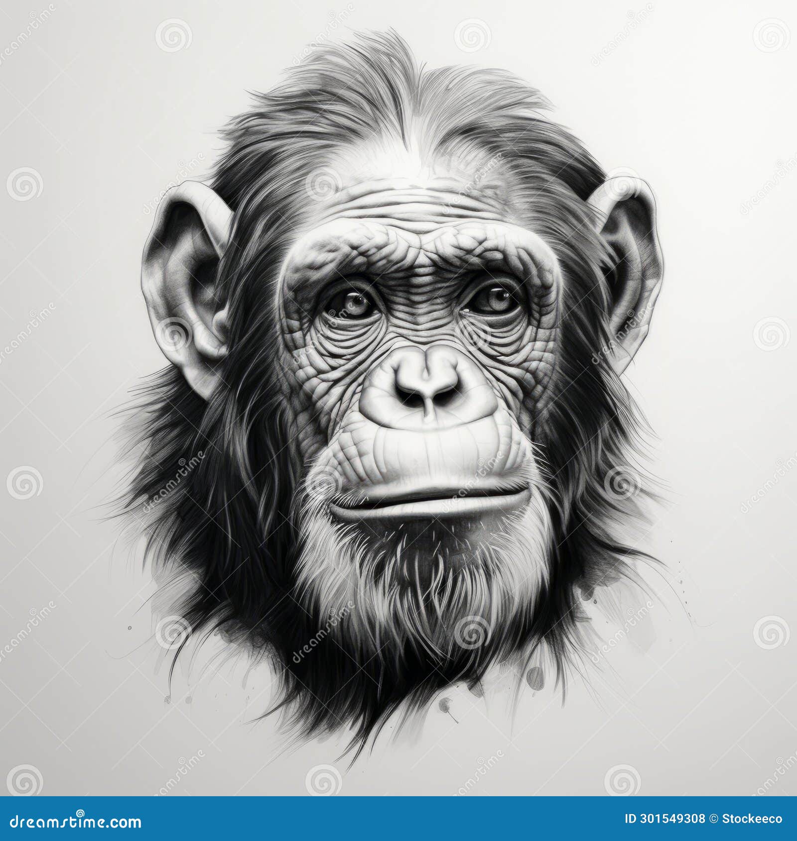 Black and White Chimpanzee Face Illustration Speedpainting in 8k ...