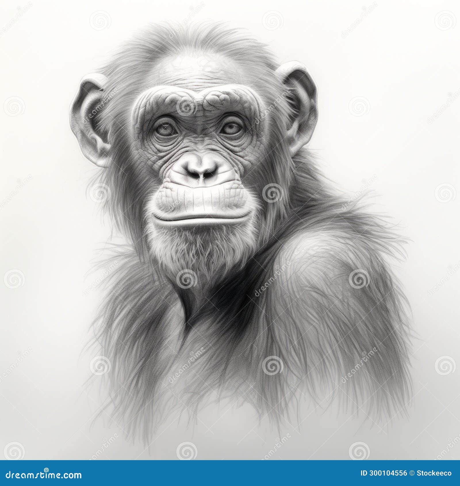Chimp Portrait: a Stunning Zbrush Pencil Drawing in 8k Resolution Stock ...