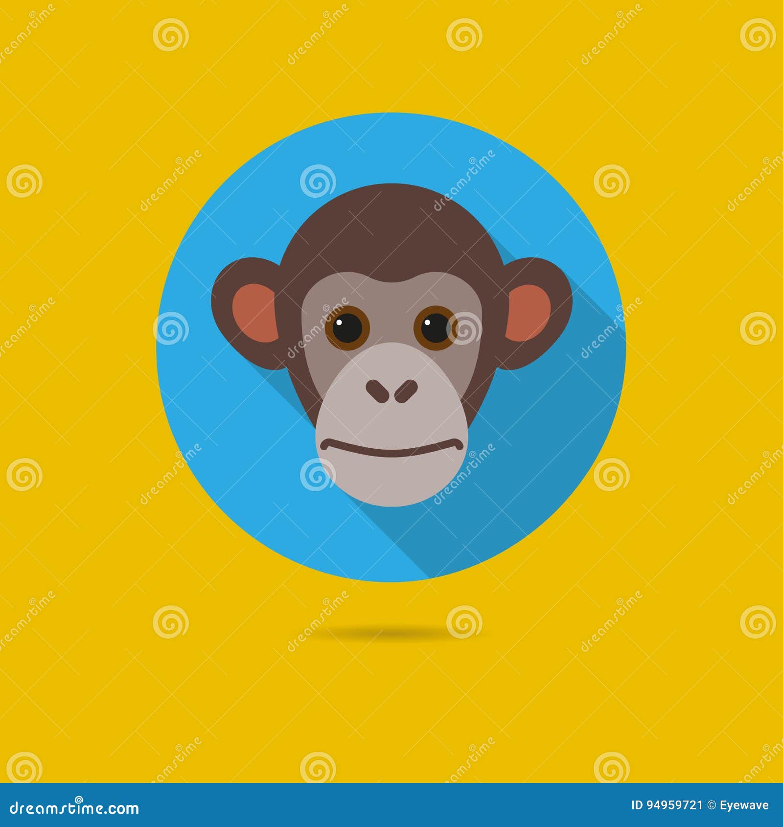 Chimpanzee Face Flat Design Icon Stock Vector - Illustration of jungle ...