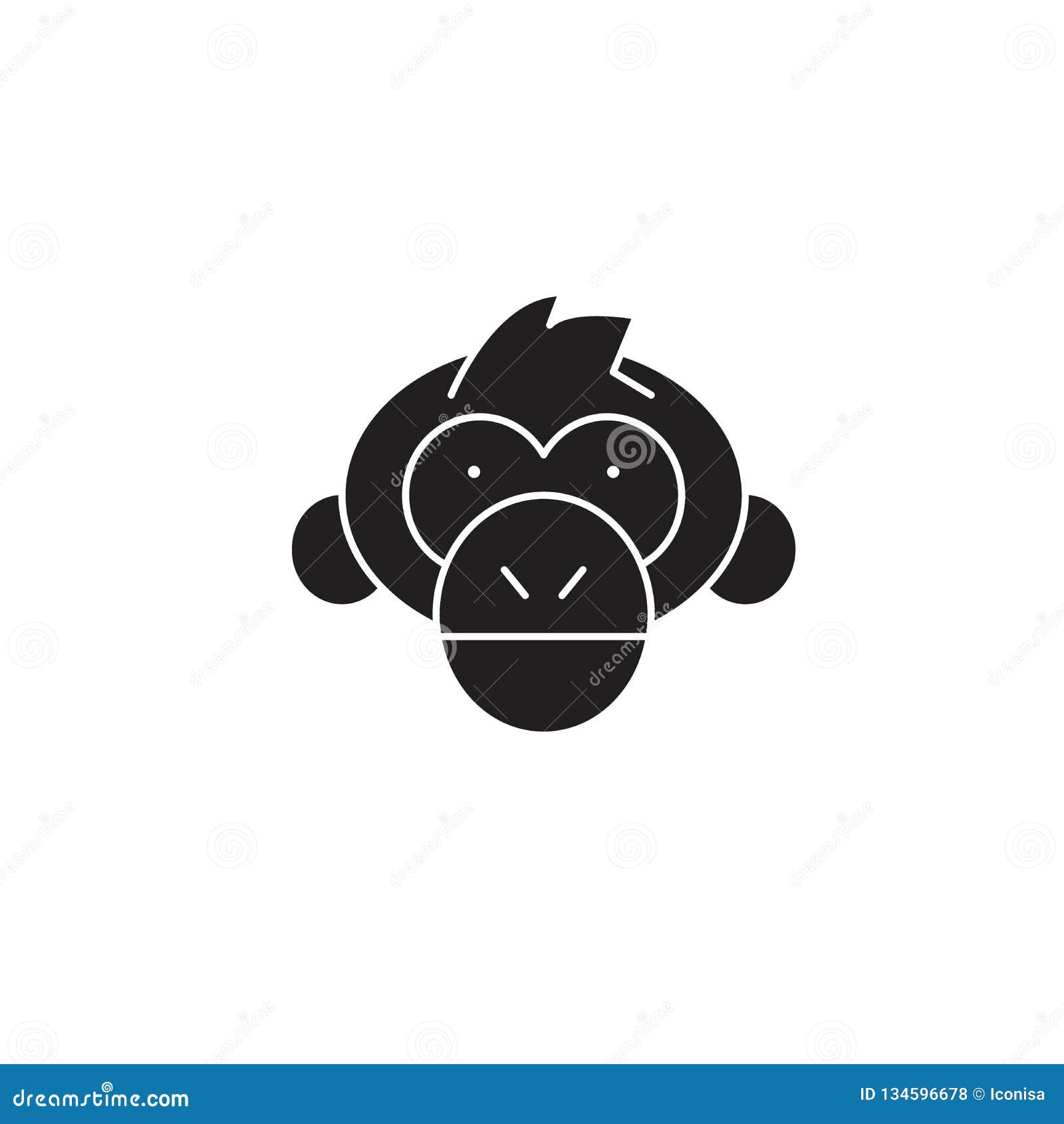 Chimpanzee Head Black Vector Concept Icon. Chimpanzee Head Flat ...