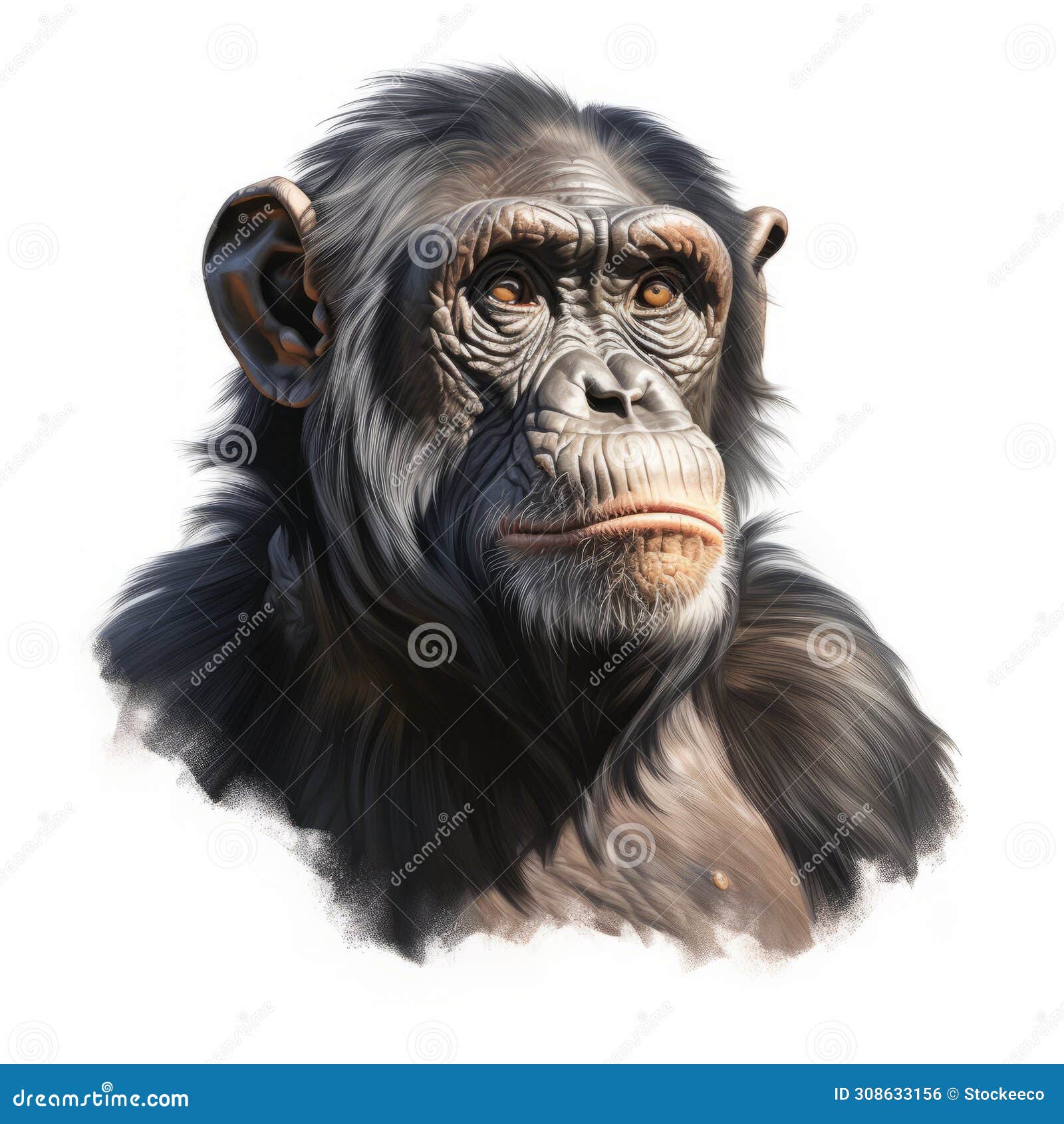 Detailed Chimpanzee Face Illustration in 8k Resolution Stock ...