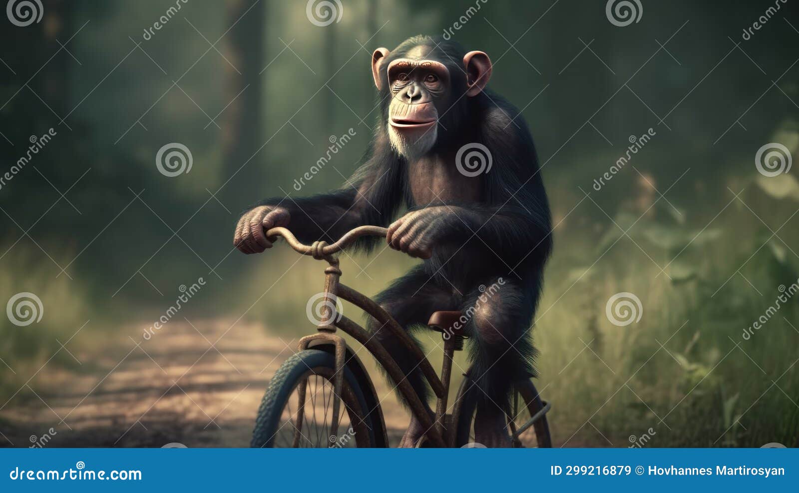 Chimpanzee Monkey on a Bicycle Isolated. Chimp. Chimpanzee. Evolution ...