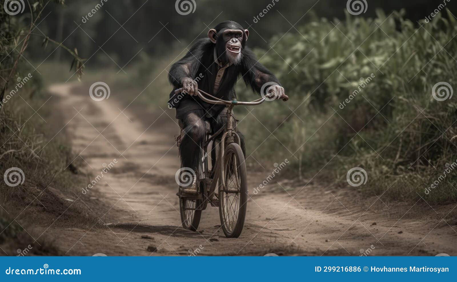 Chimpanzee Monkey on a Bicycle Isolated. Chimp. Chimpanzee. Evolution ...