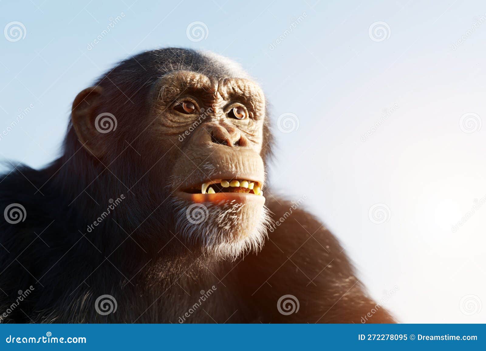 Chimpanzee monkey portrait stock illustration. Illustration of closeup ...