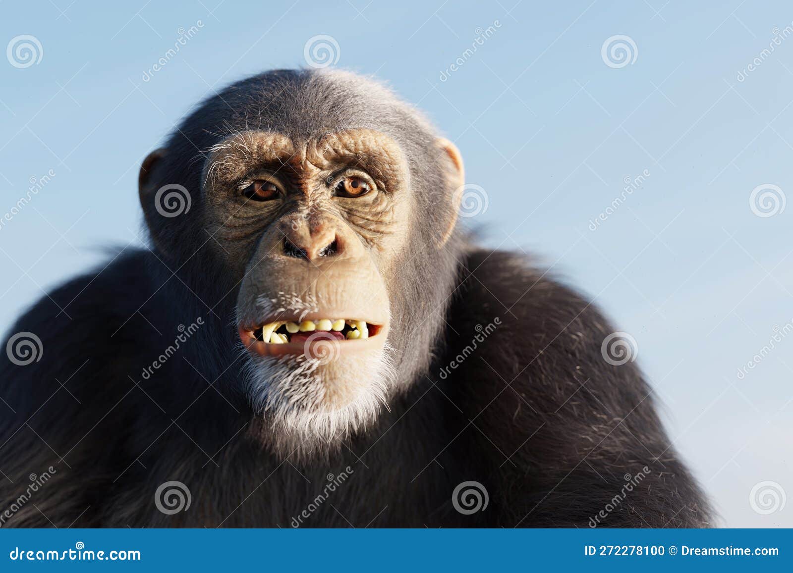 Chimpanzee monkey portrait stock illustration. Illustration of ...