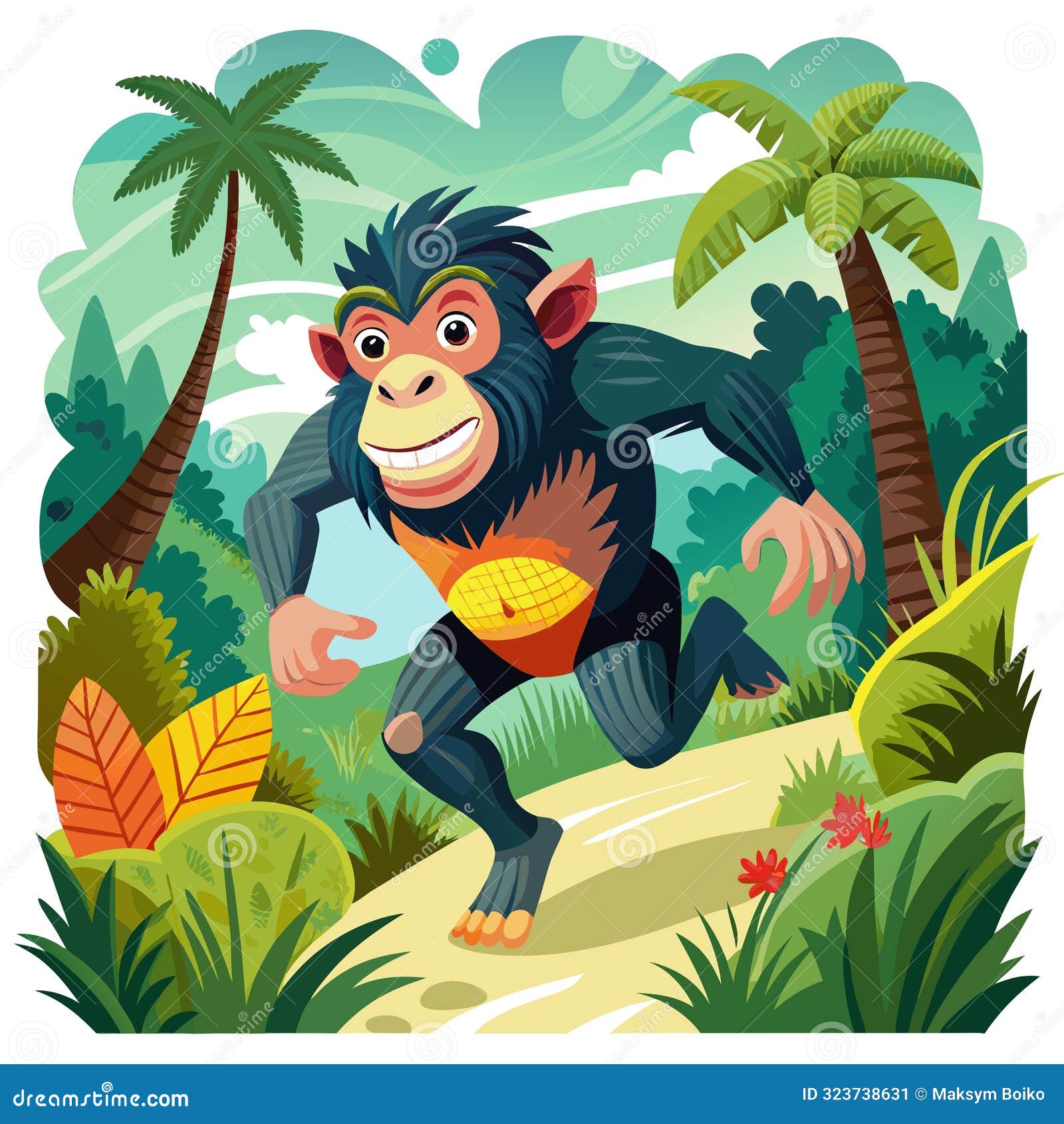 Chimpanzee Monkey Rejected Runs Forest Vector Stock Vector ...