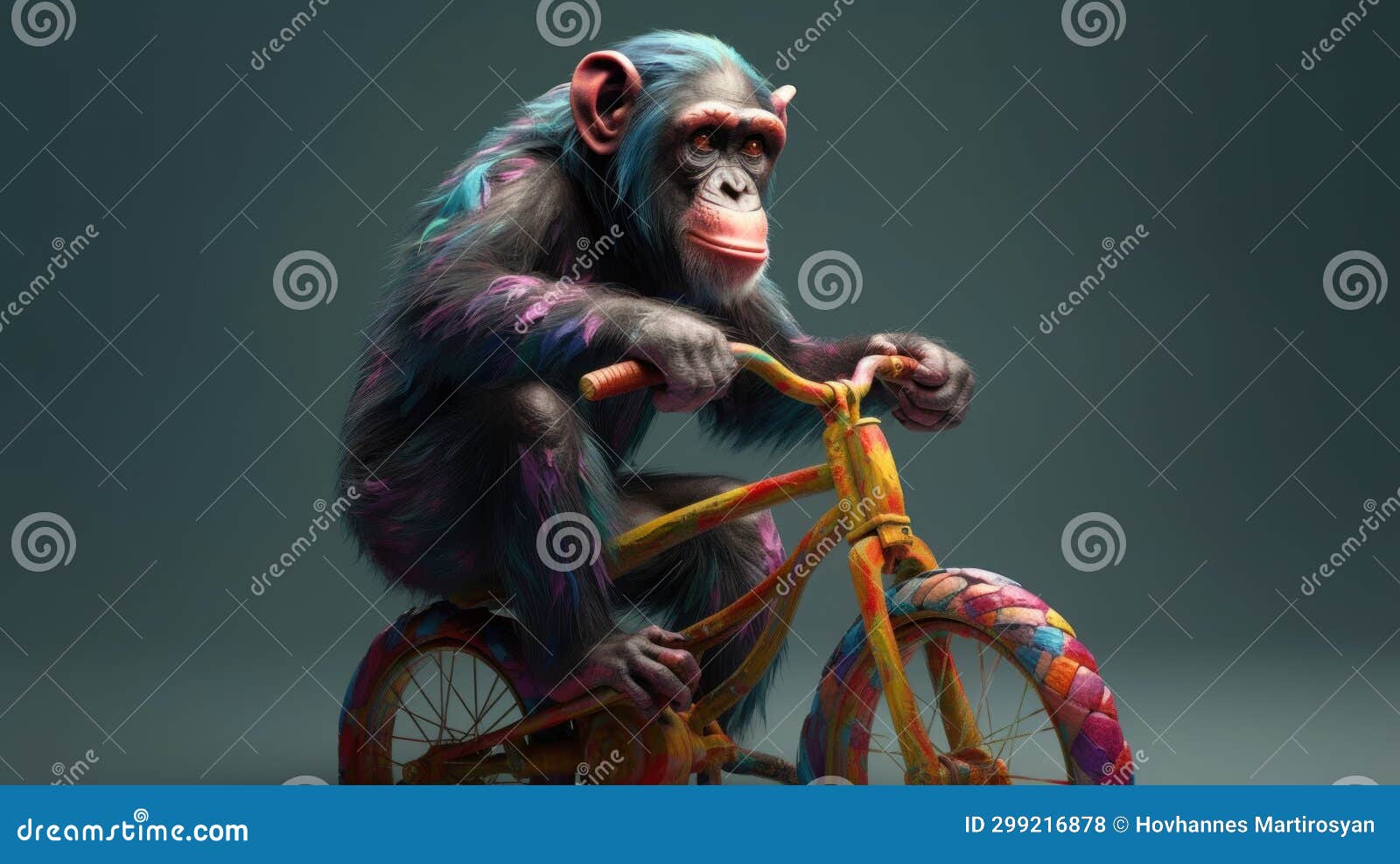 Chimpanzee Monkey on a Bicycle Isolated. Chimp. Chimpanzee. Evolution ...