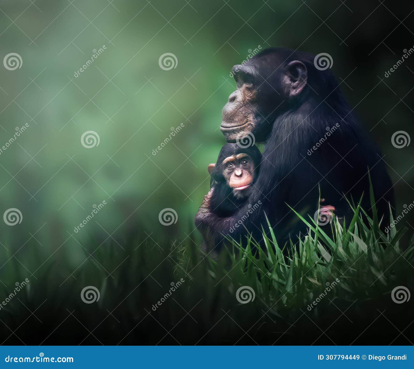Chimpanzee Mother Holding Her Baby, Chimpanzees With Alopecia Areata ...