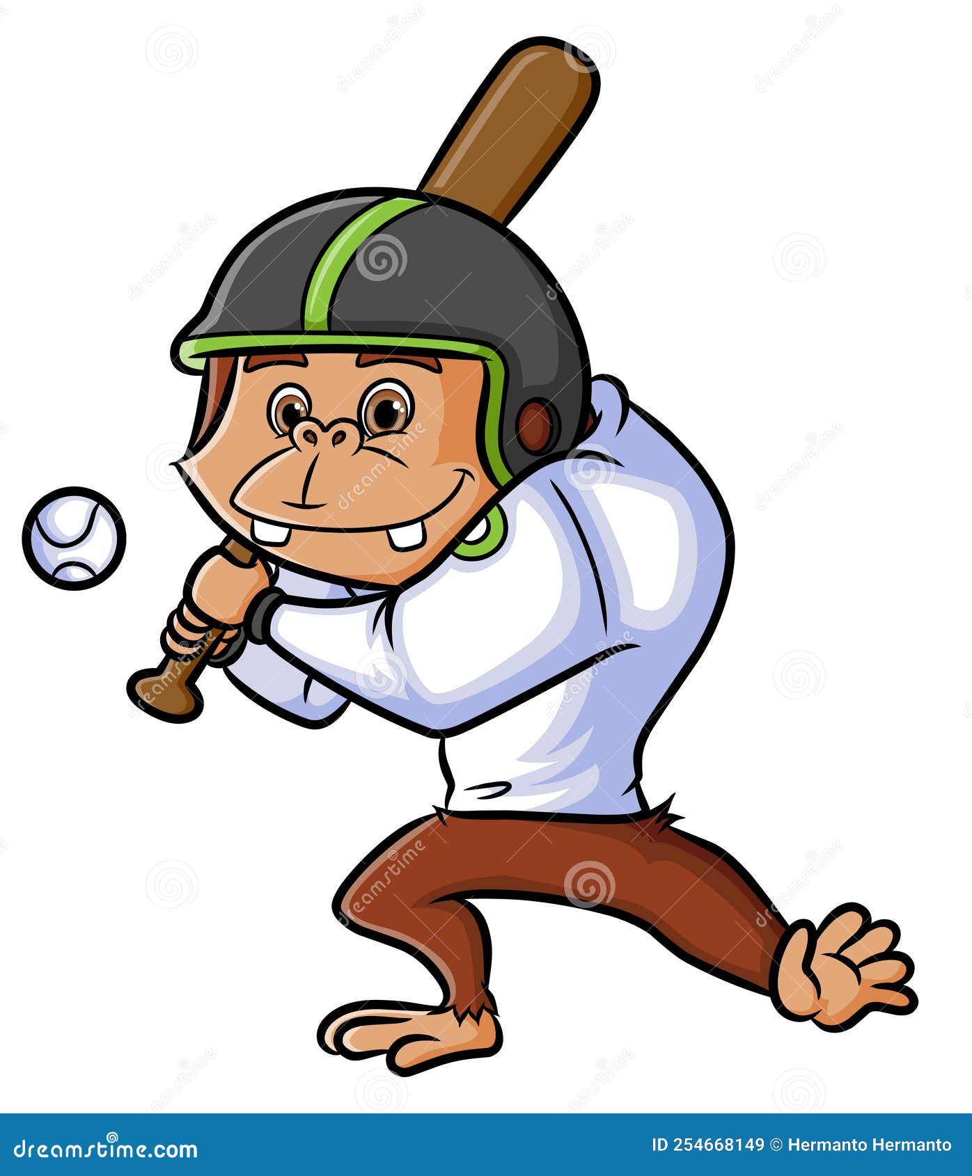 The Chimpanzee is Playing the Baseball in the Field Stock Vector ...