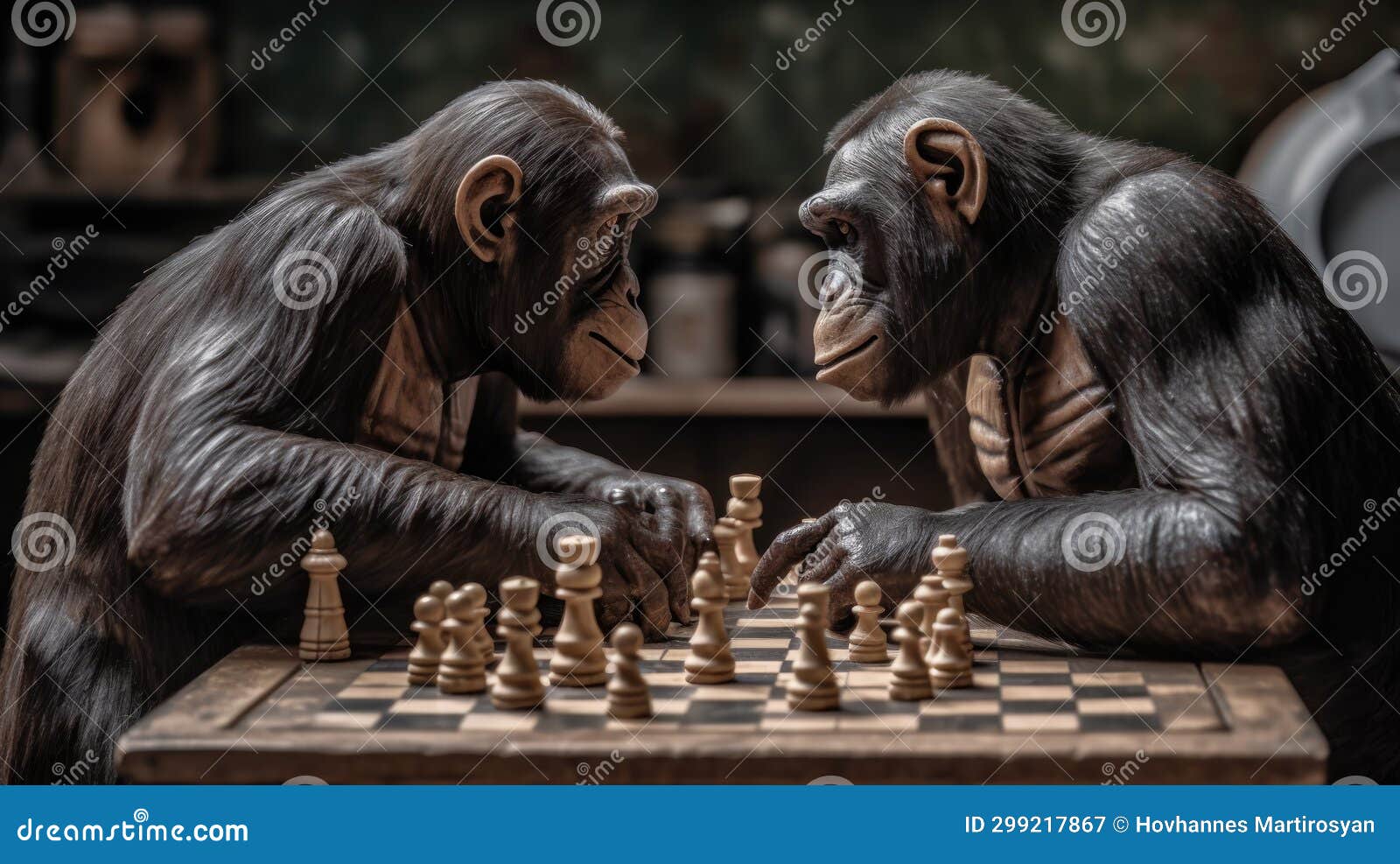 Chimpanzee Playing Chess . Chimp. Chimpanzee. Evolution Concept Stock ...