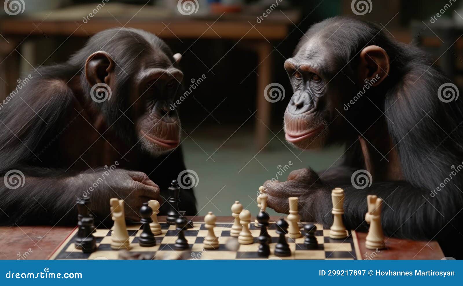 Chimpanzee Playing Chess . Chimp. Chimpanzee. Evolution Concept Stock ...