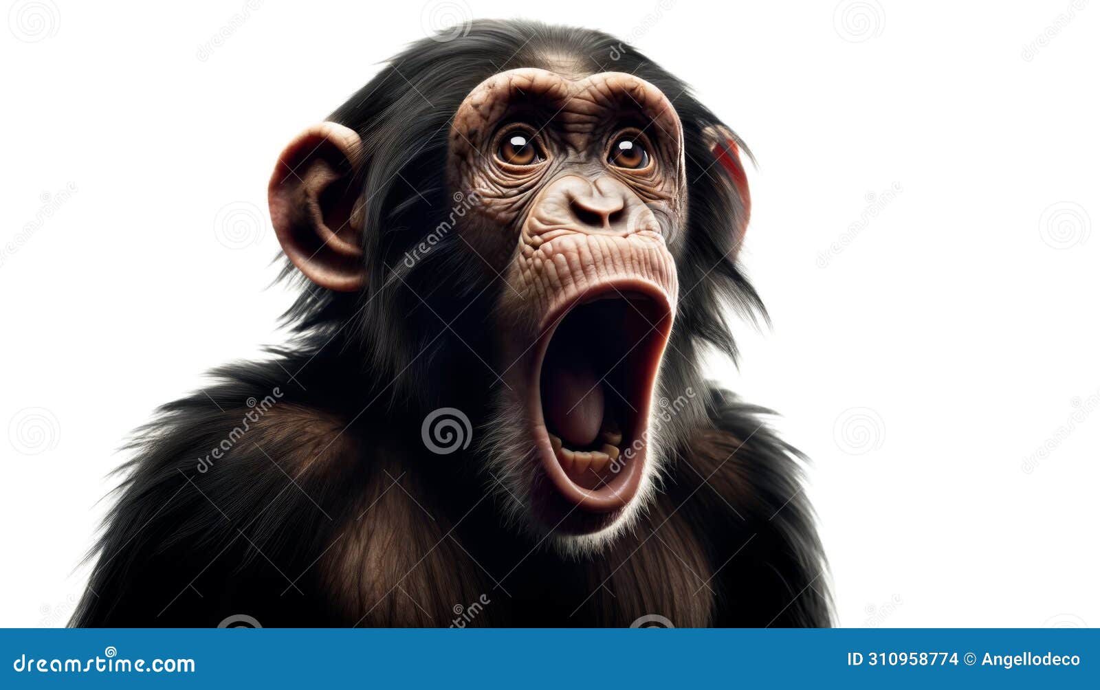 Chimpanzee with a Scared Expression and Open Mouth Stock Illustration ...
