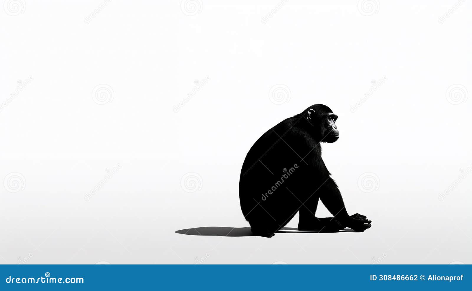 Chimpanzee Sitting: Light Black And Bronze Illustration Of ...