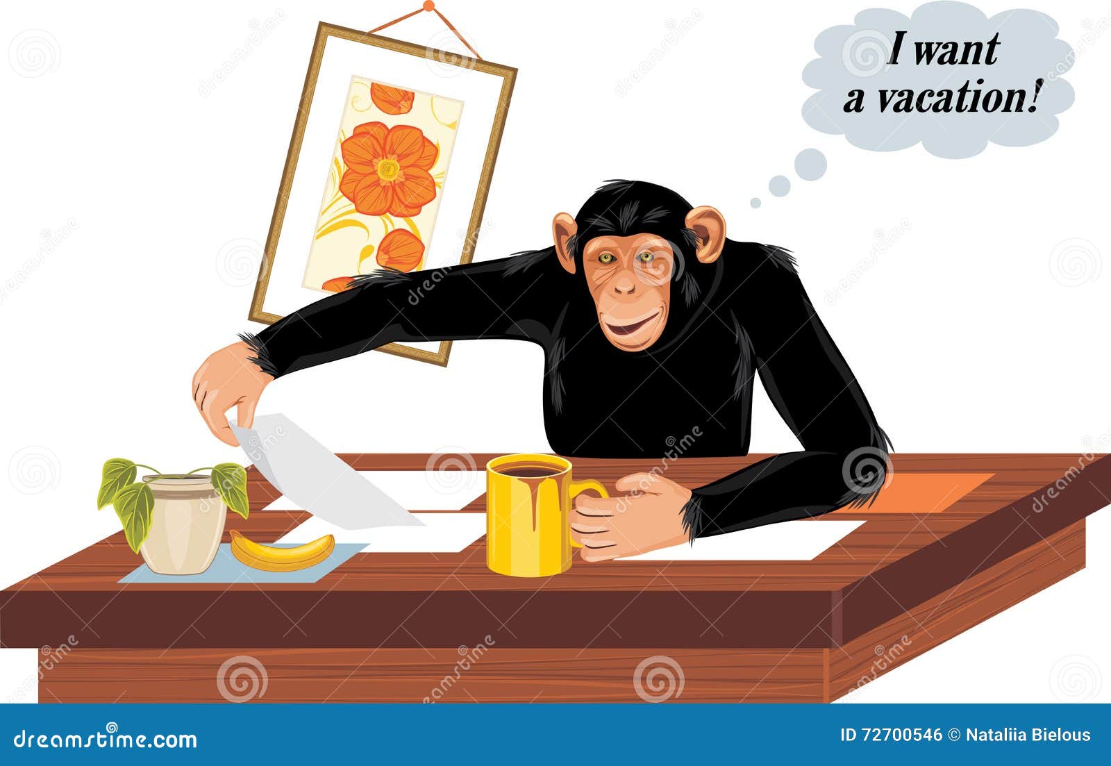 Chimpanzee Sitting On Rock, Drawing With Pattern For Coloring Cartoon ...