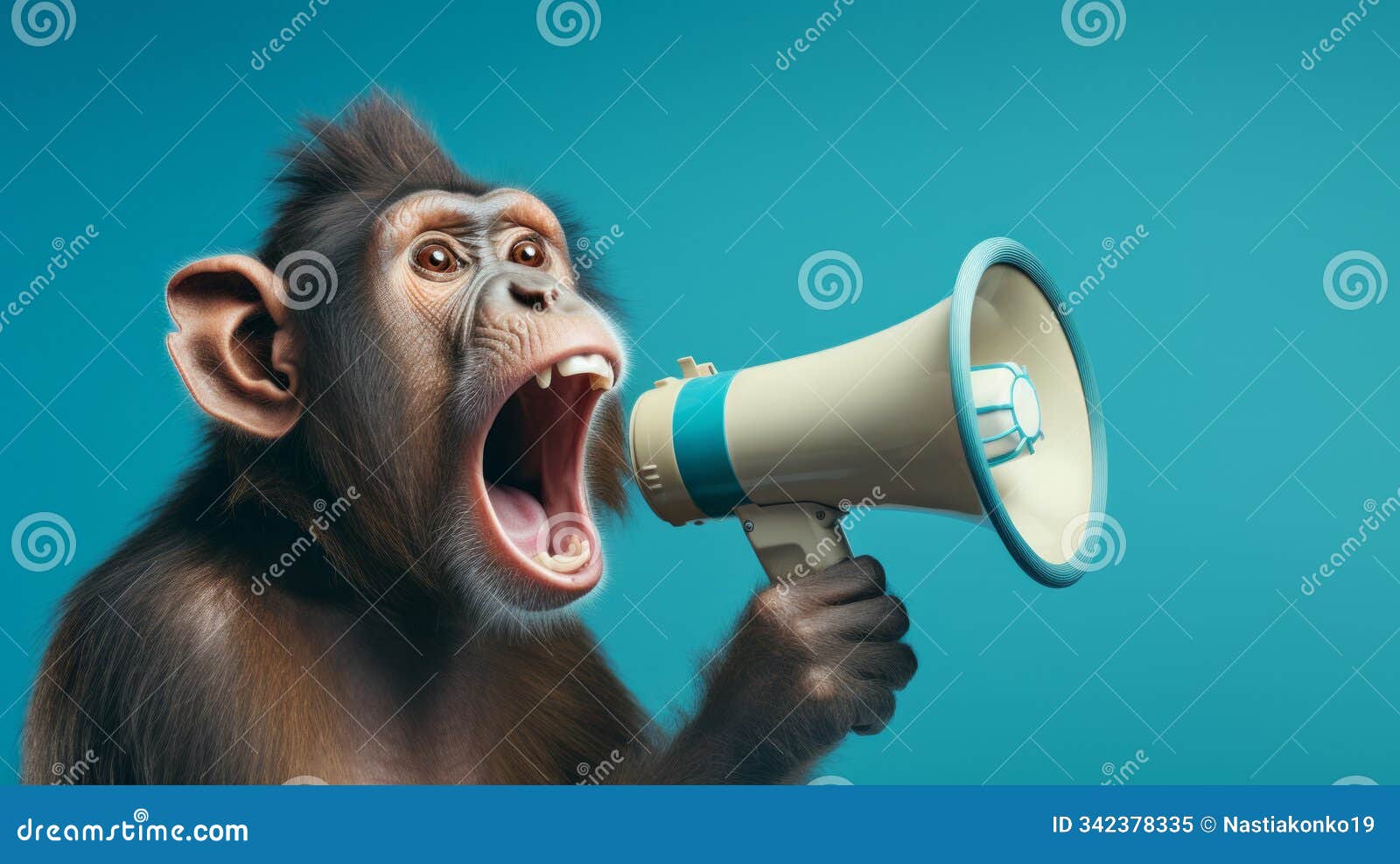 A Chimpanzee Using a Megaphone To Make a Loud Announcement Stock Image ...