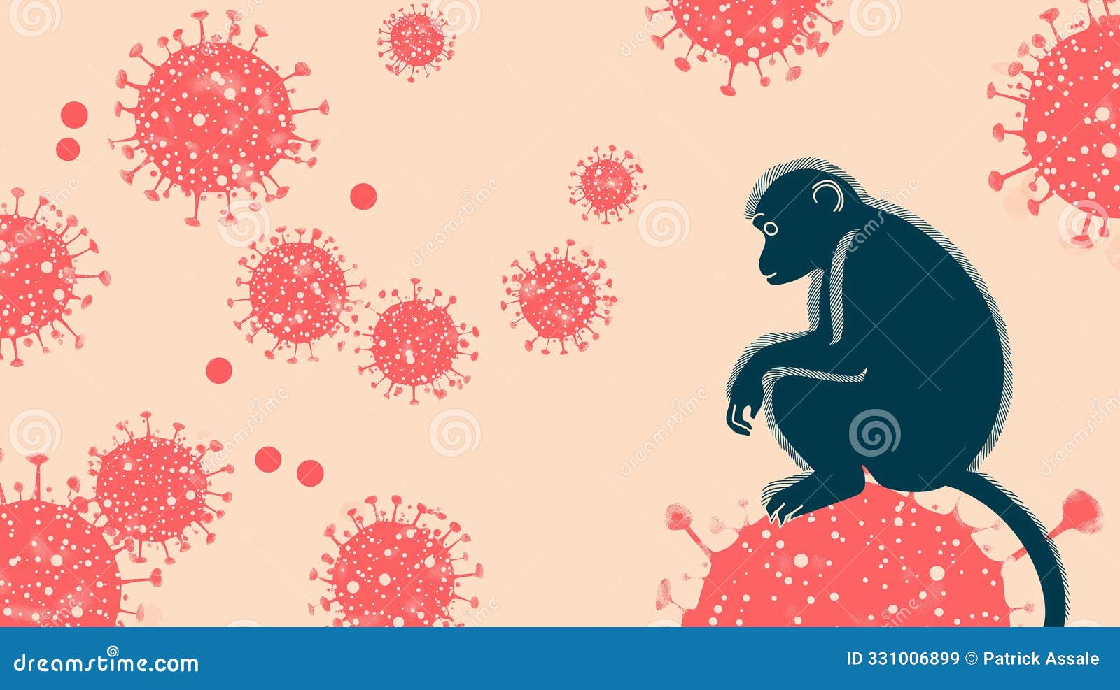 Chimpanzee and Virus Particles Representing Monkeypox. Generative Ai ...