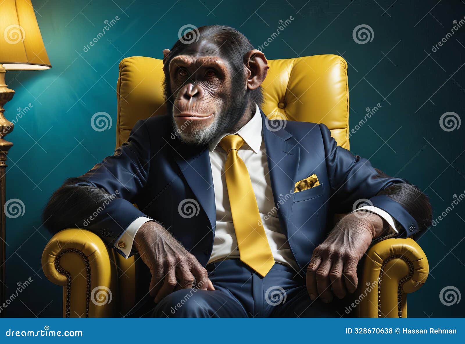 A Chimpanzee Wearing a Suit and Tie Stock Illustration - Illustration ...
