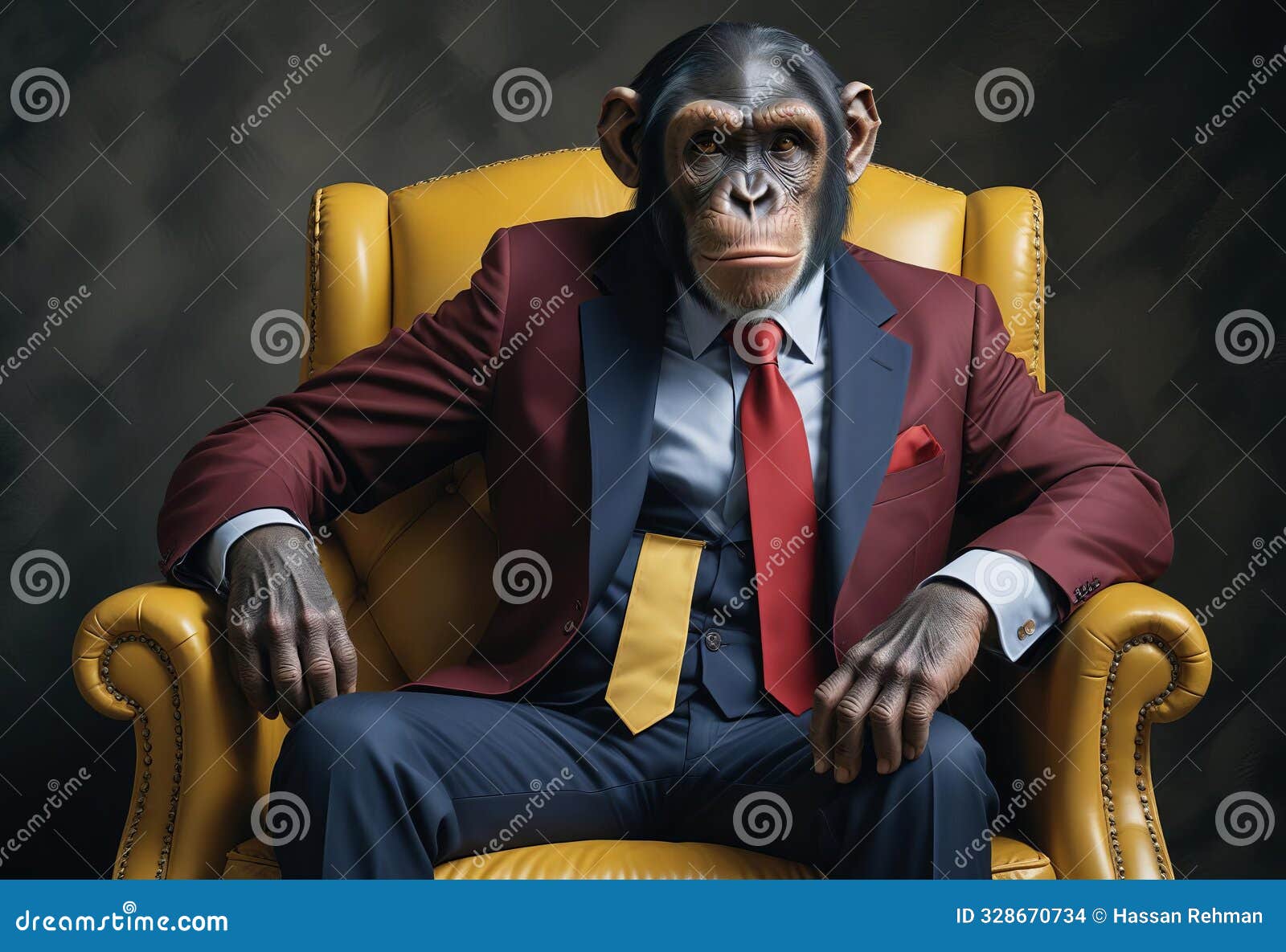 A Chimpanzee Wearing a Suit and Tie Stock Illustration - Illustration ...