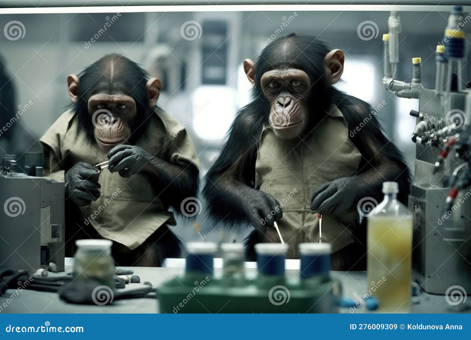Chimpanzees As Scientists Experiment Created with Generative AI ...