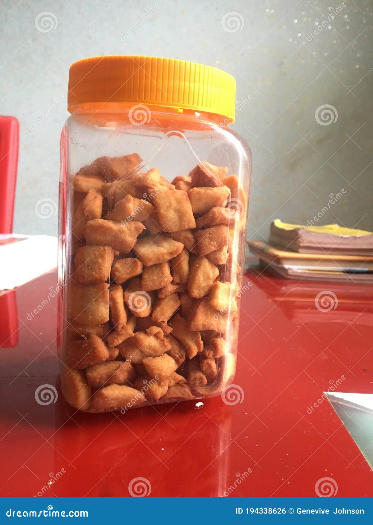 Chin Chin Snacks in a Container Stock Photo - Image of container, chin ...