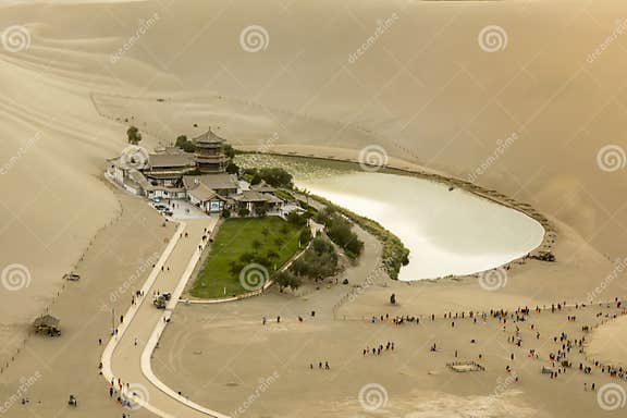 Clear Spring in the Desert - Crescent Spring, Dunhuang,China, Stock ...