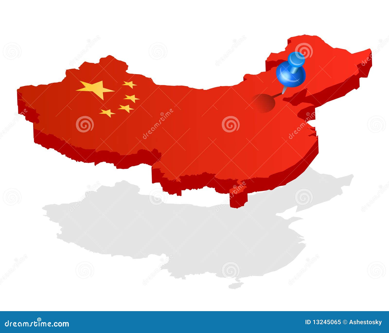 China 3d Flag Map with Pin on Capital Stock Vector - Illustration of ...