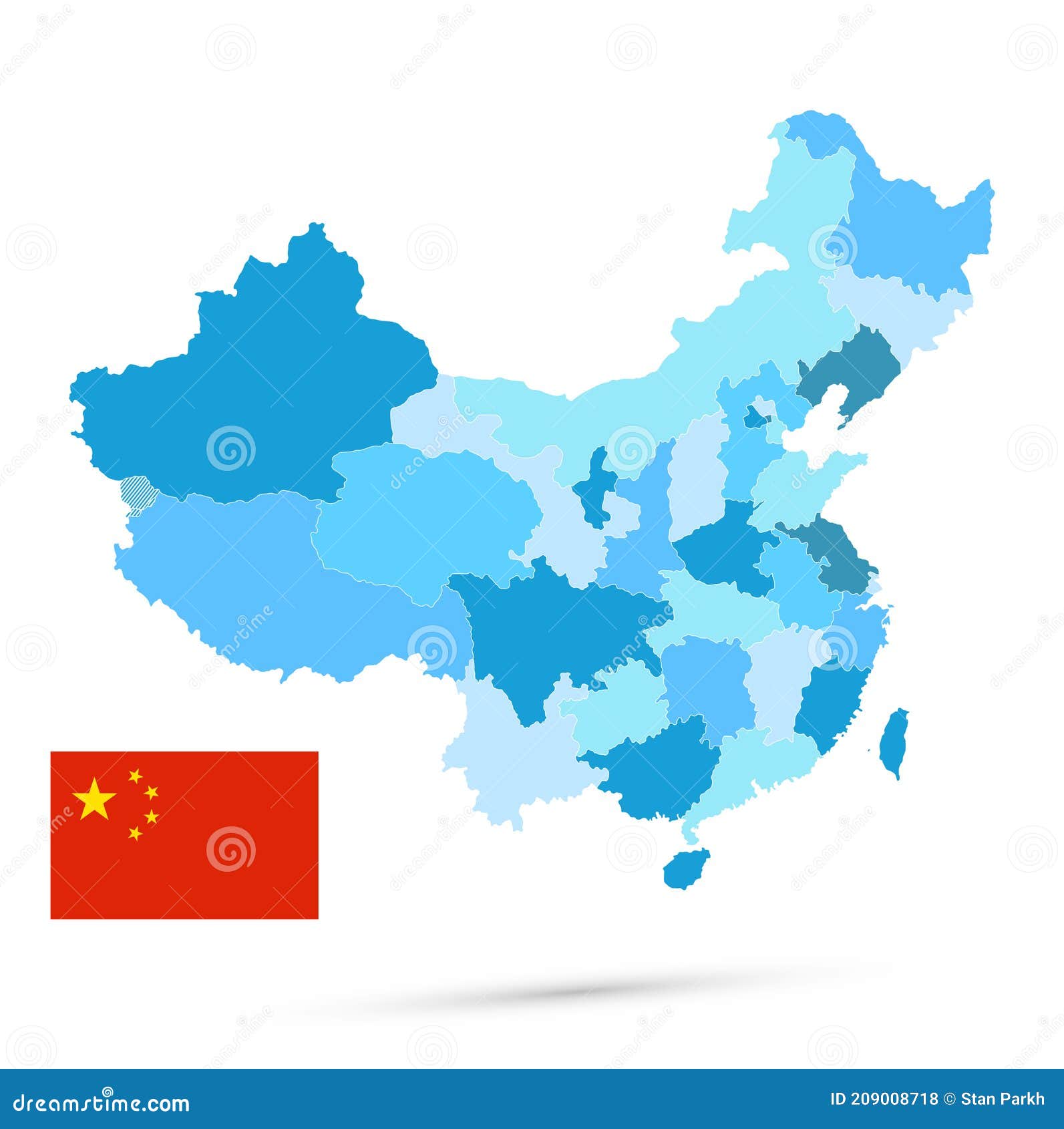 China Map, Administrative Division, Separate Individual Region, Color ...