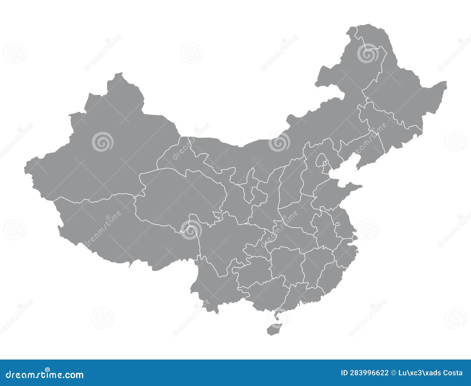 China Map, Administrative Division, Separate Individual Region, Color ...