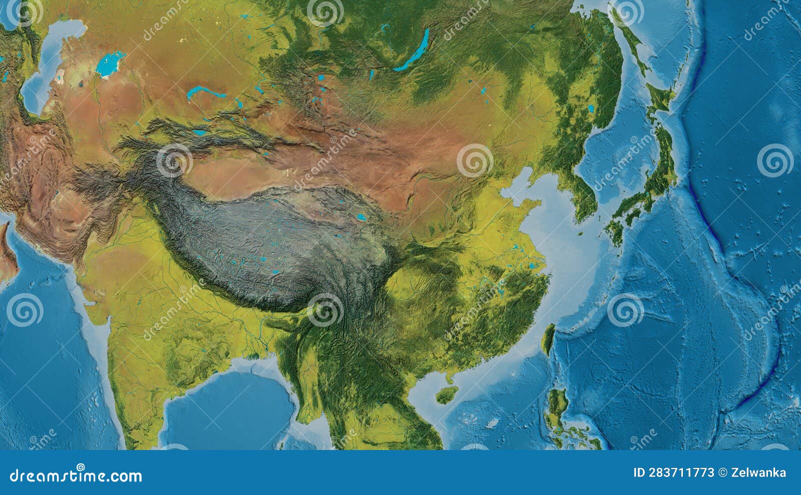 China Area. Topographic Map Stock Illustration - Illustration of ...