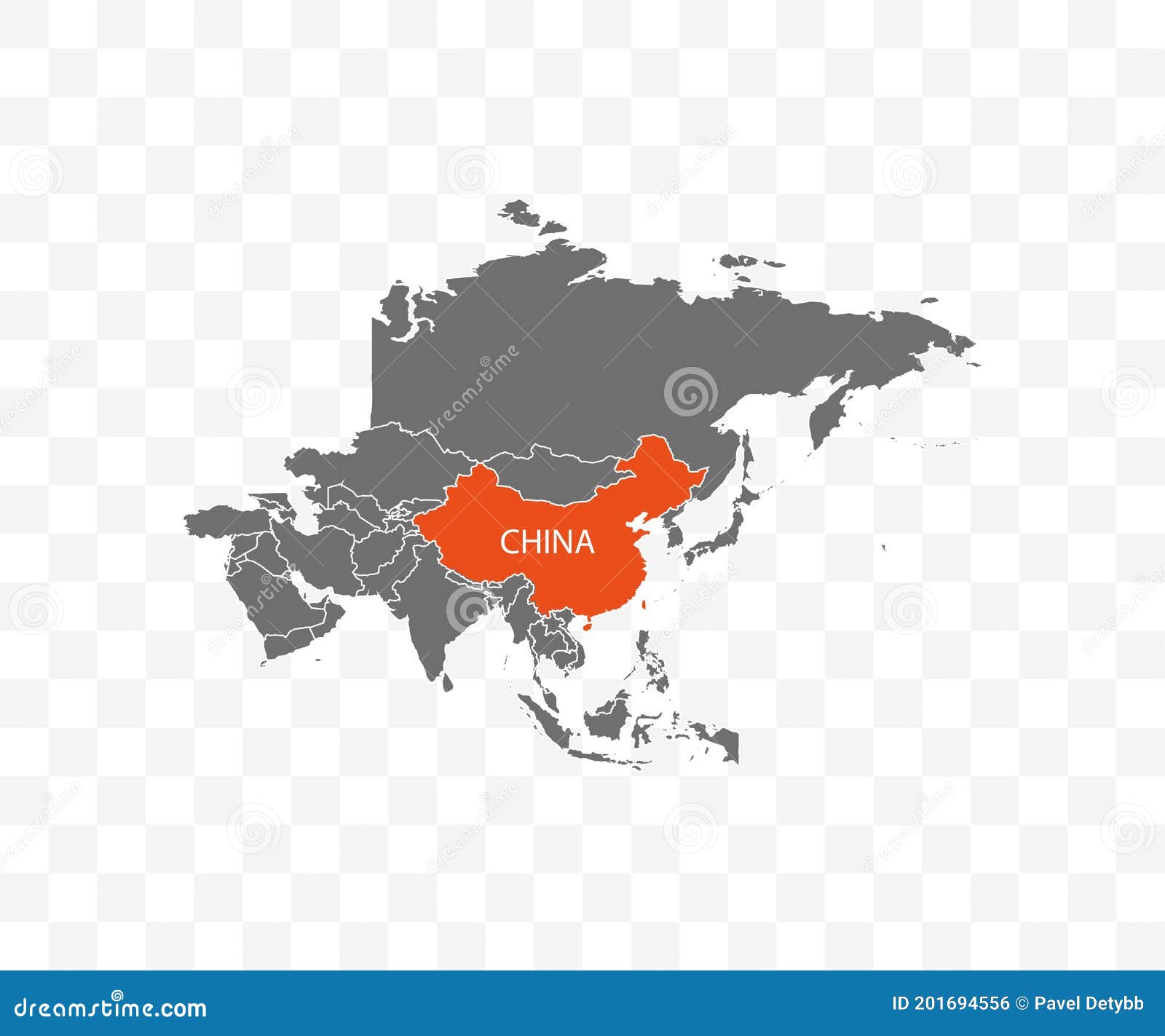 China on Asia Map Vector. Vector Illustration. Stock Vector ...