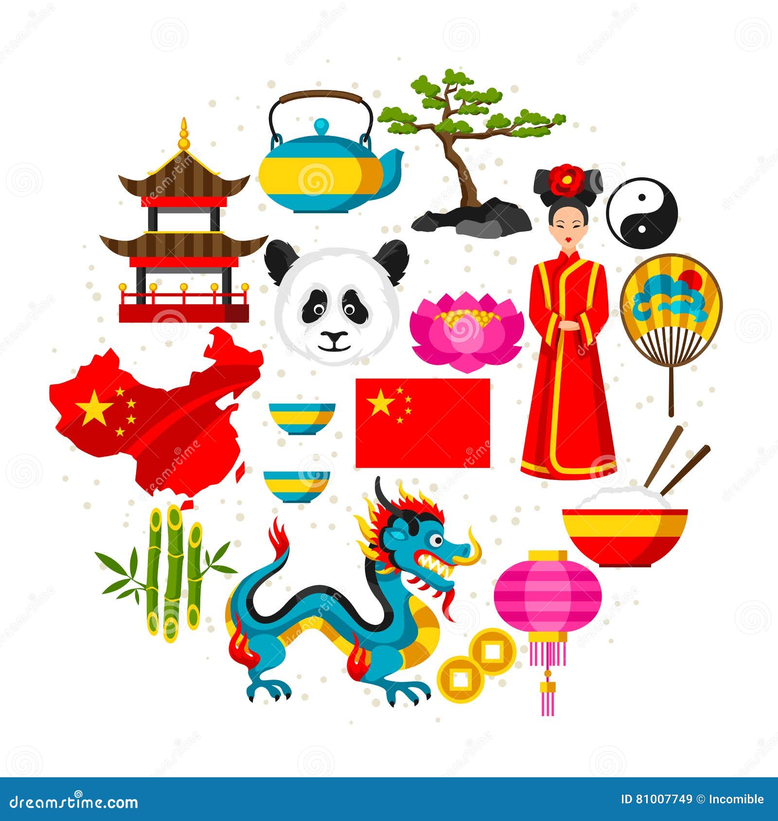China Background Design. Chinese Symbols and Objects Stock Vector ...
