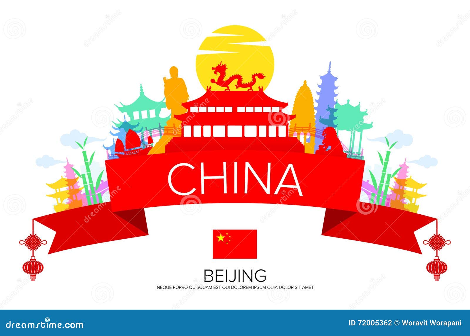 China Beijing Travel, Landmarks. Stock Vector - Illustration of ...