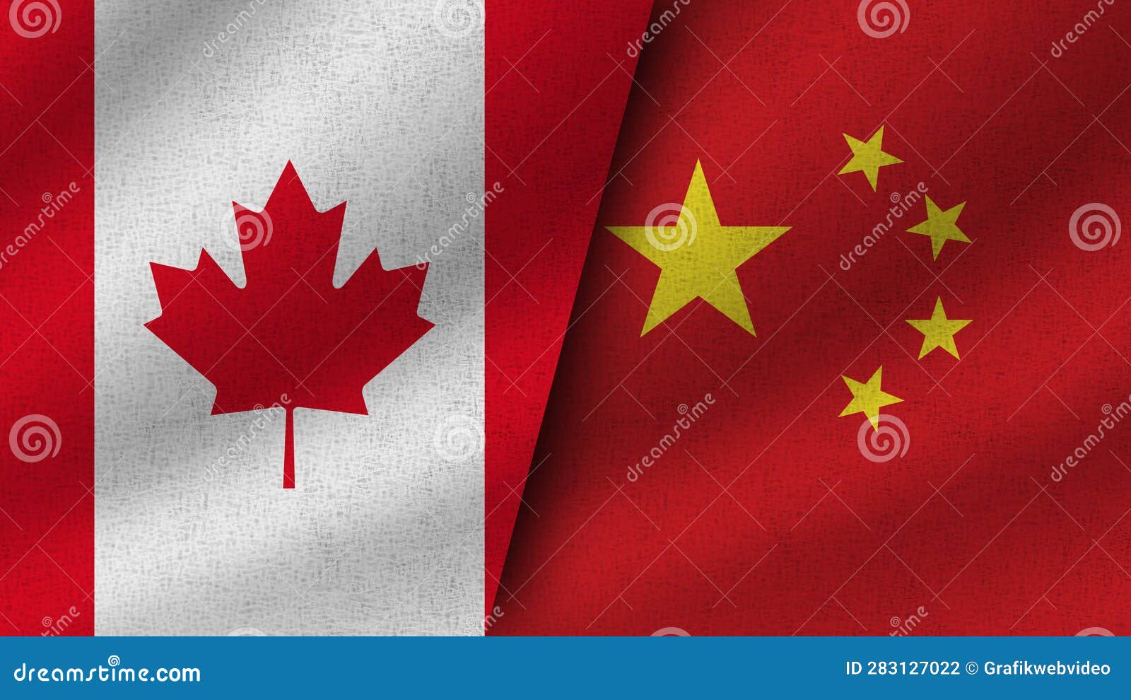 China and Canada Realistic Two Flags Together Stock Illustration ...