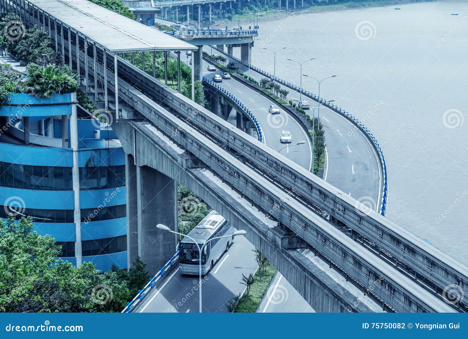 China Chongqing Dimensional Traffic Stock Photo - Image of blue ...