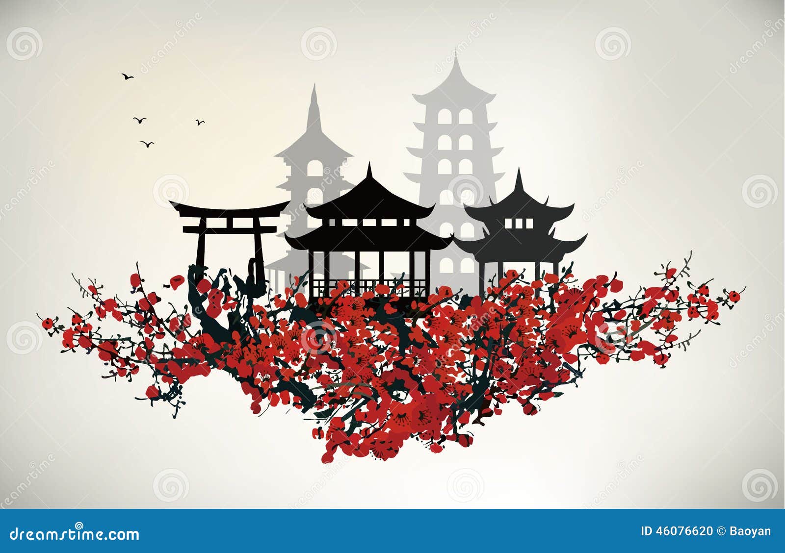 China city stock vector. Illustration of painting, island - 46076620