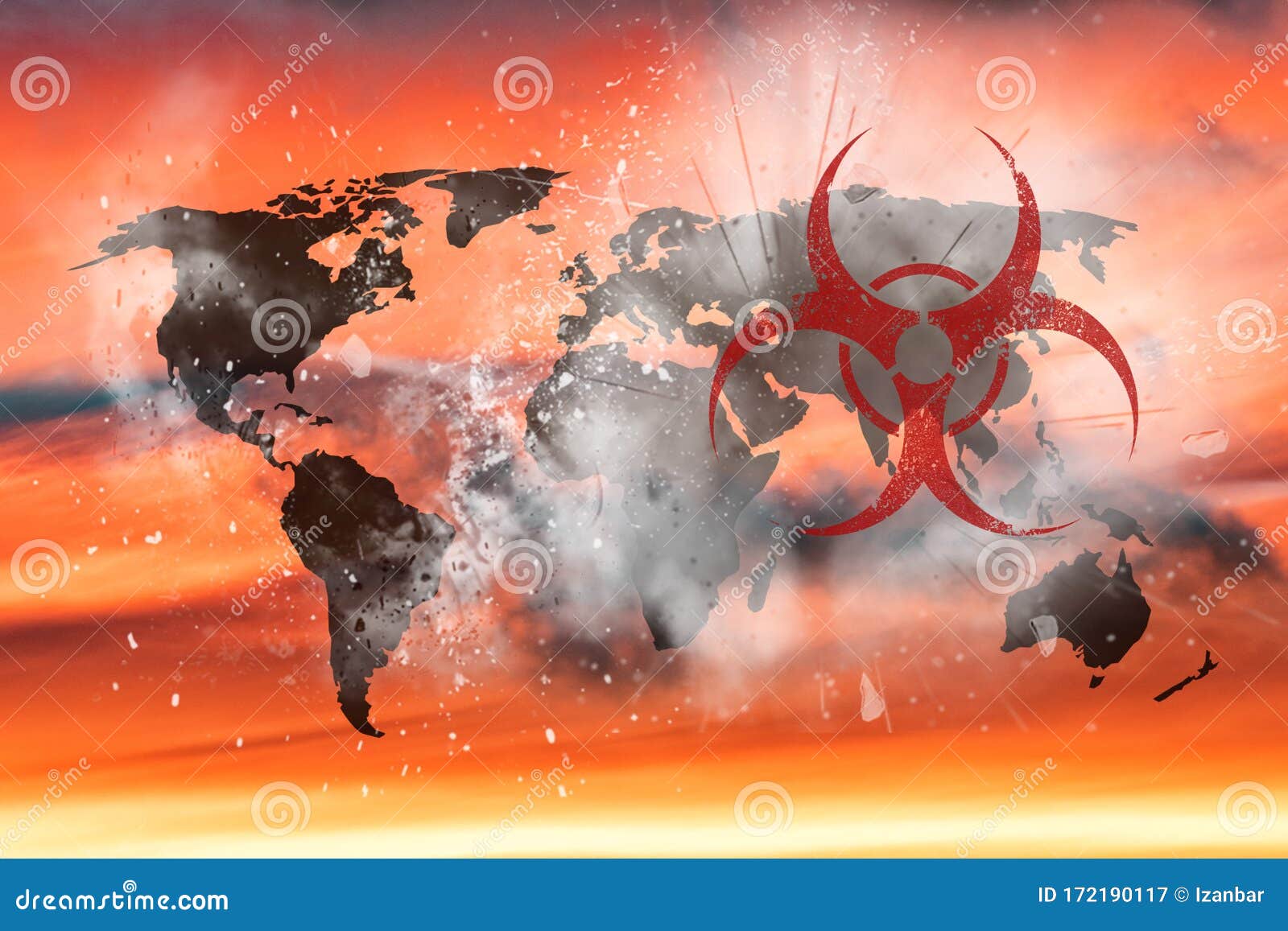 China Coronavirus Infection Bio Hazard World Map Exploding on Fire ...