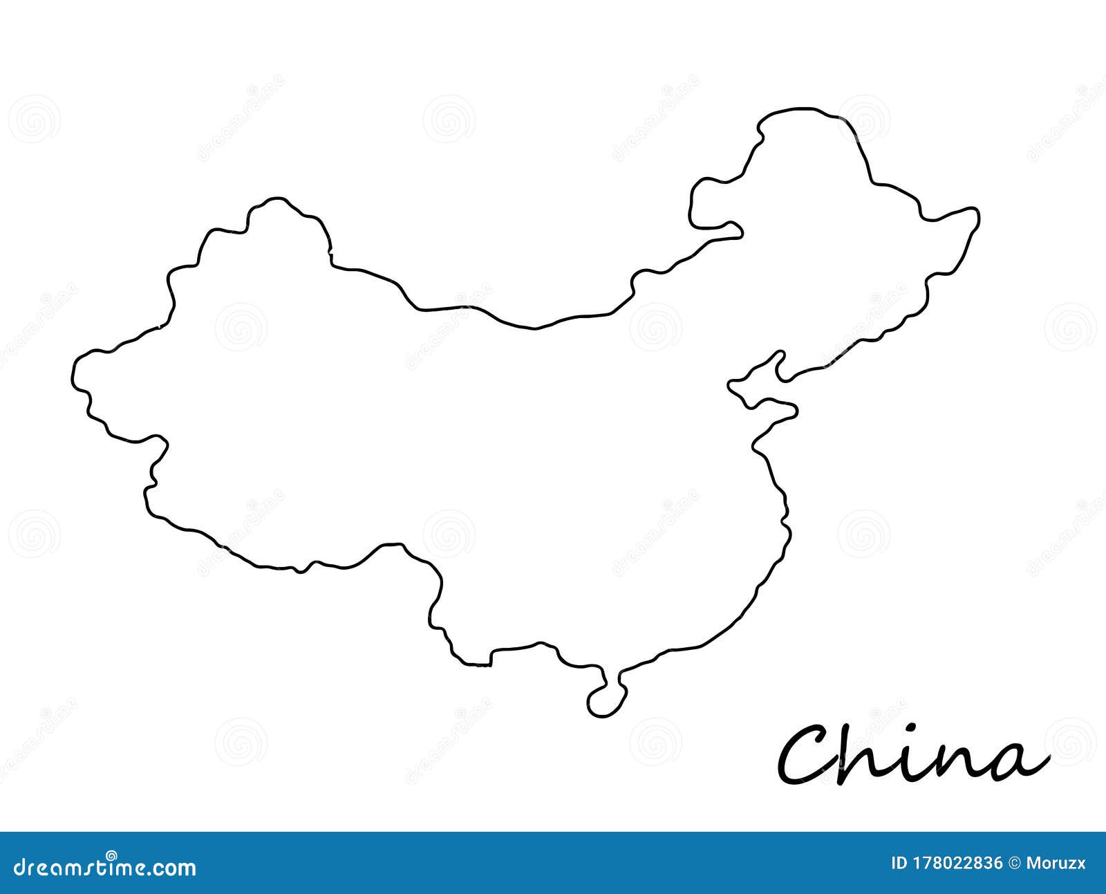 China Country Borders Shape Contour. Stock Illustration - Illustration ...