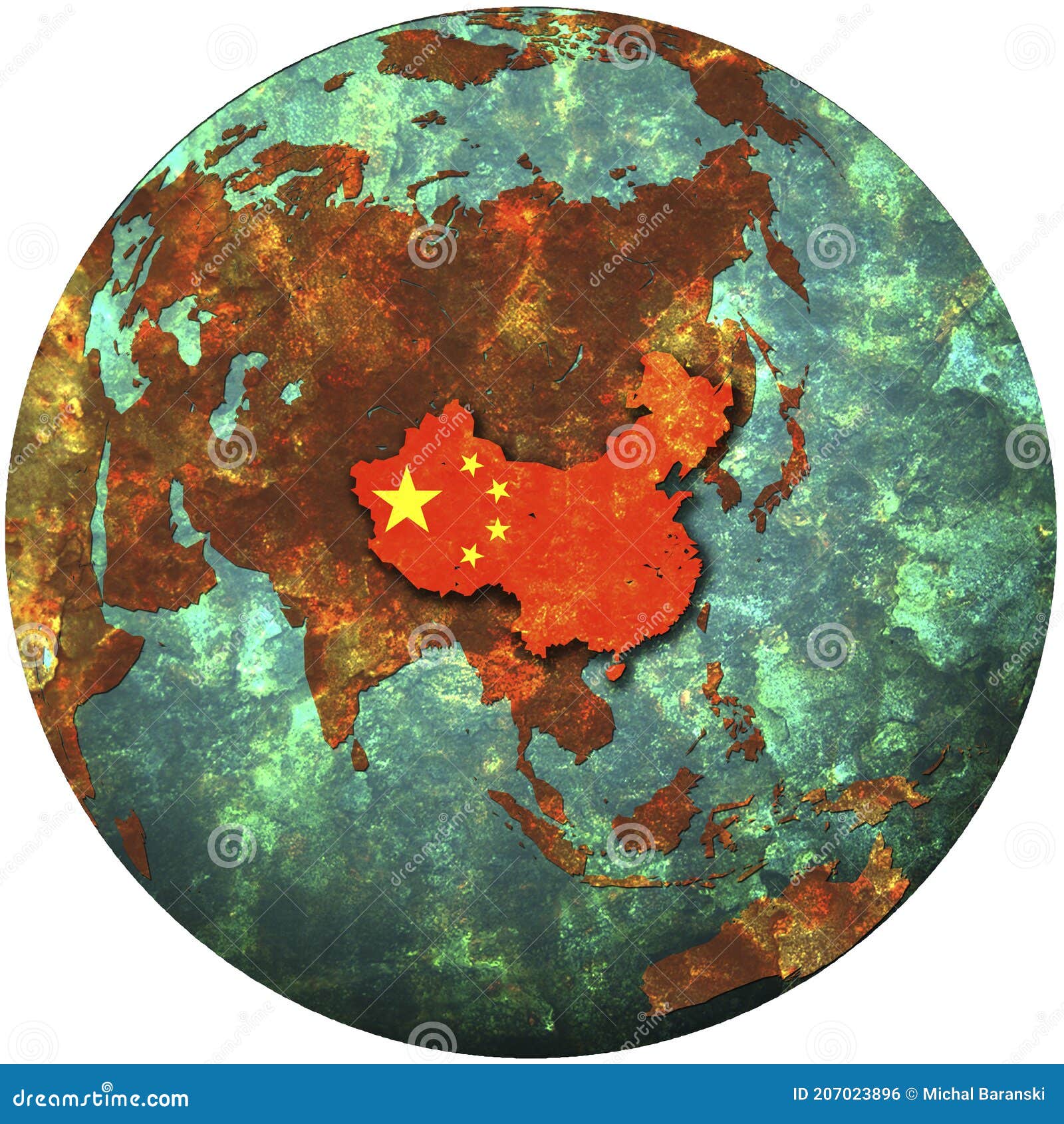 China on earth stock illustration. Illustration of projection - 207023896
