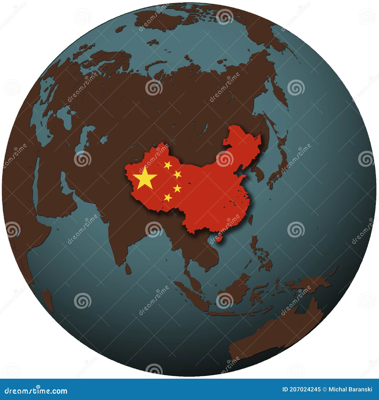 China on earth stock illustration. Illustration of outline - 207024245